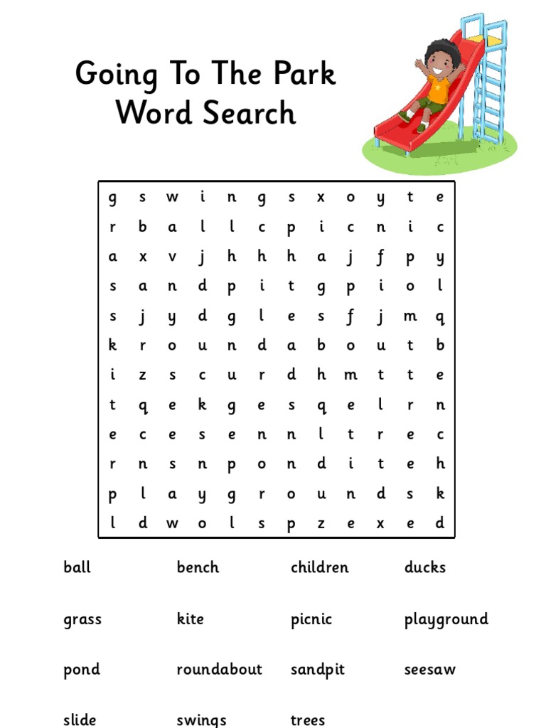 Going To The Park Word Search | PDF