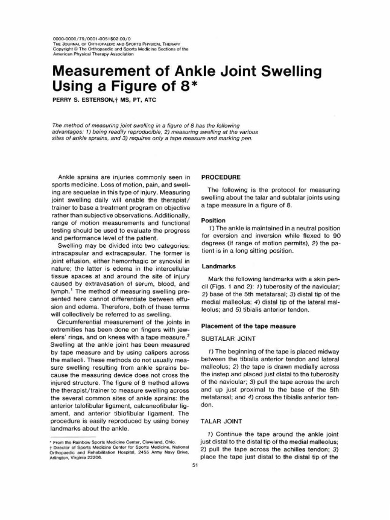 Measurement Ankle Joint Swelling Fig of 8 | PDF | Ankle | Edema