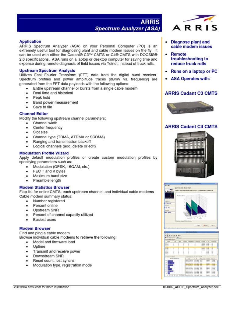 ARRIS Spectrum Analyzer | PDF | Modem | Personal Computers