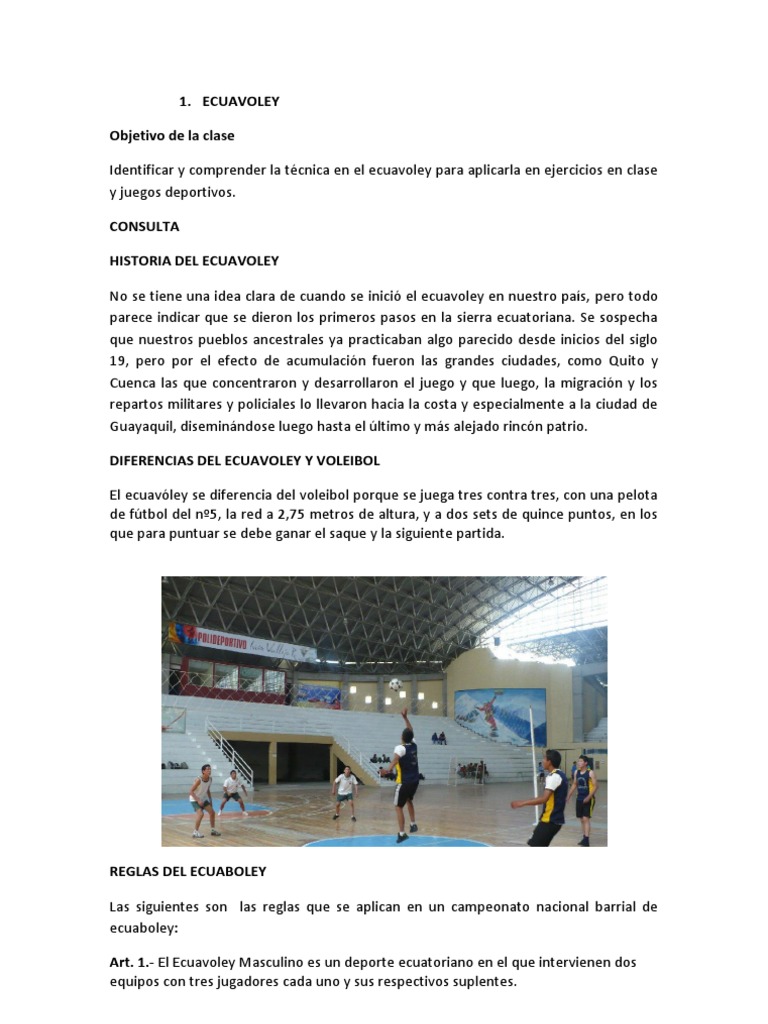 Ecuavoley | PDF | Vóleibol | Deportes