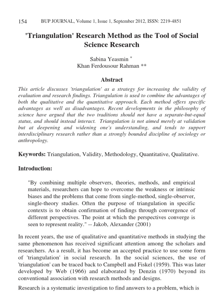 Triangulation | Qualitative Research | Social Sciences