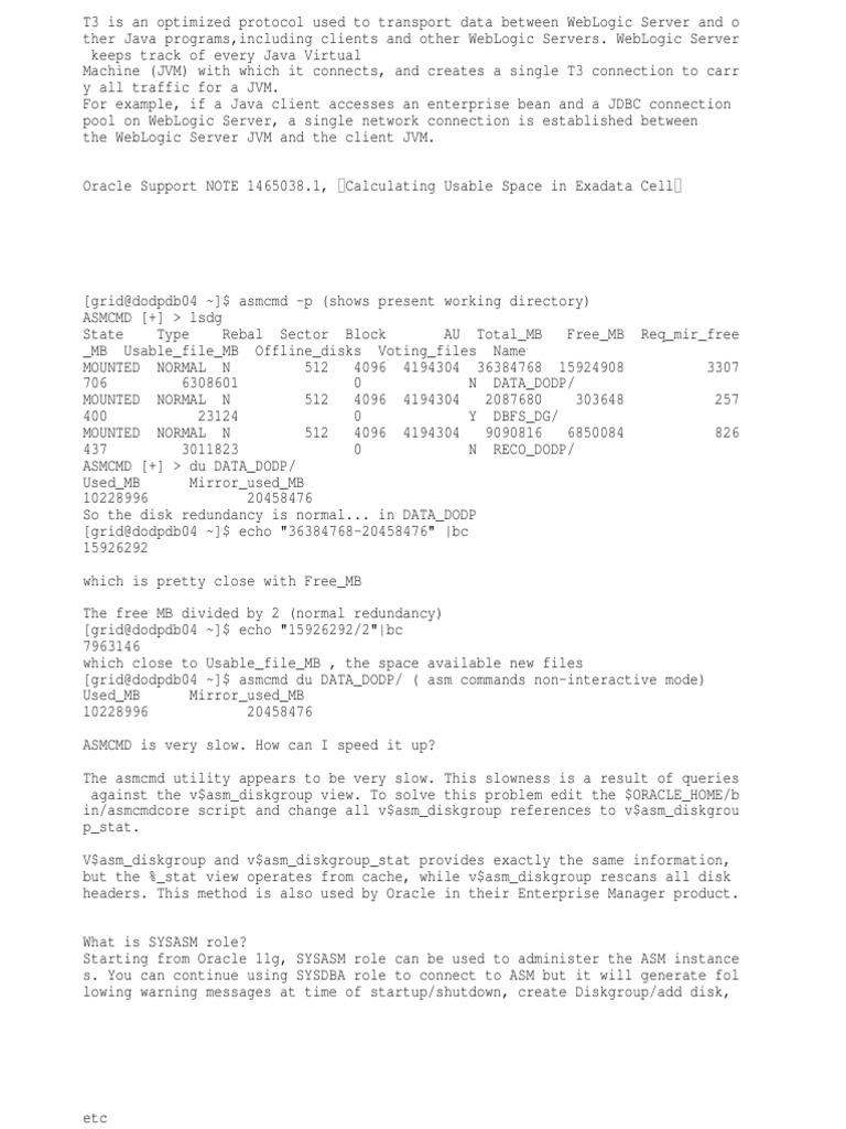 Oracle ASM Stuff | Download Free PDF | Oracle Database | Backup