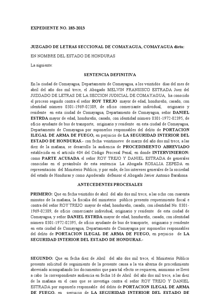 SENTENCIA DEFINITIVA | Castigos | Derecho penal