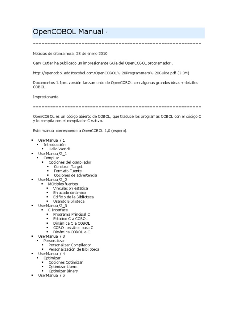 OpenCOBOL Manual | PDF | Compilador | Programa de computadora