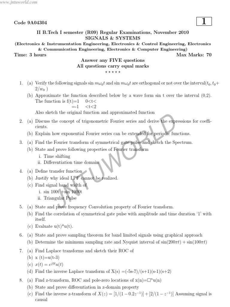 Signals & Systems Syllabus | PDF | Laplace Transform | Spectral Density