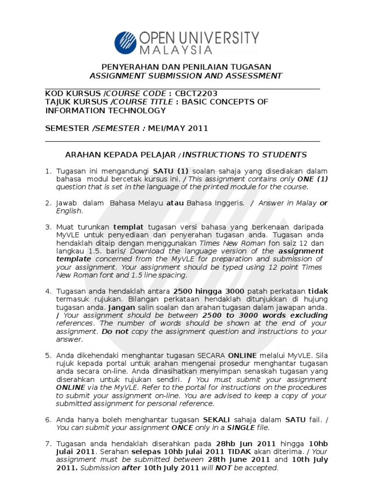 OUM - CBCT 2203 - Assignment May 2011 | PDF | Supply Chain | Relevance