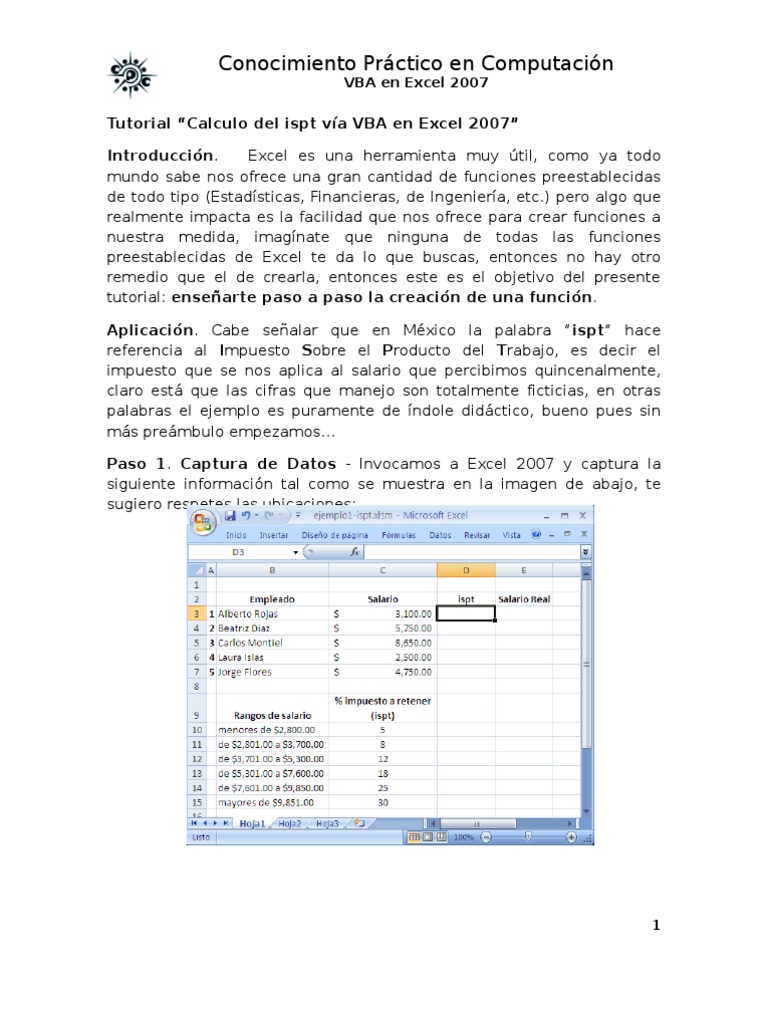 Tutorial Vba Excel 2007 Ispt Microsoft Excel Hoja De Cálculo 