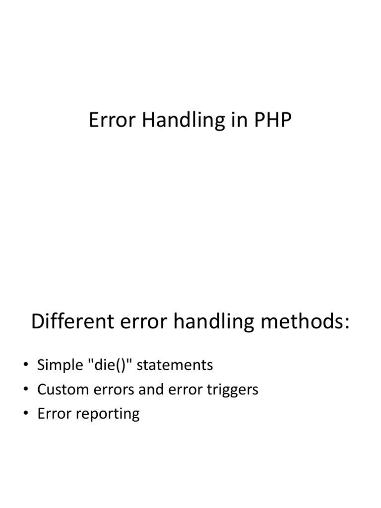 Error Handling in PHP | PDF | Php | Systems Engineering