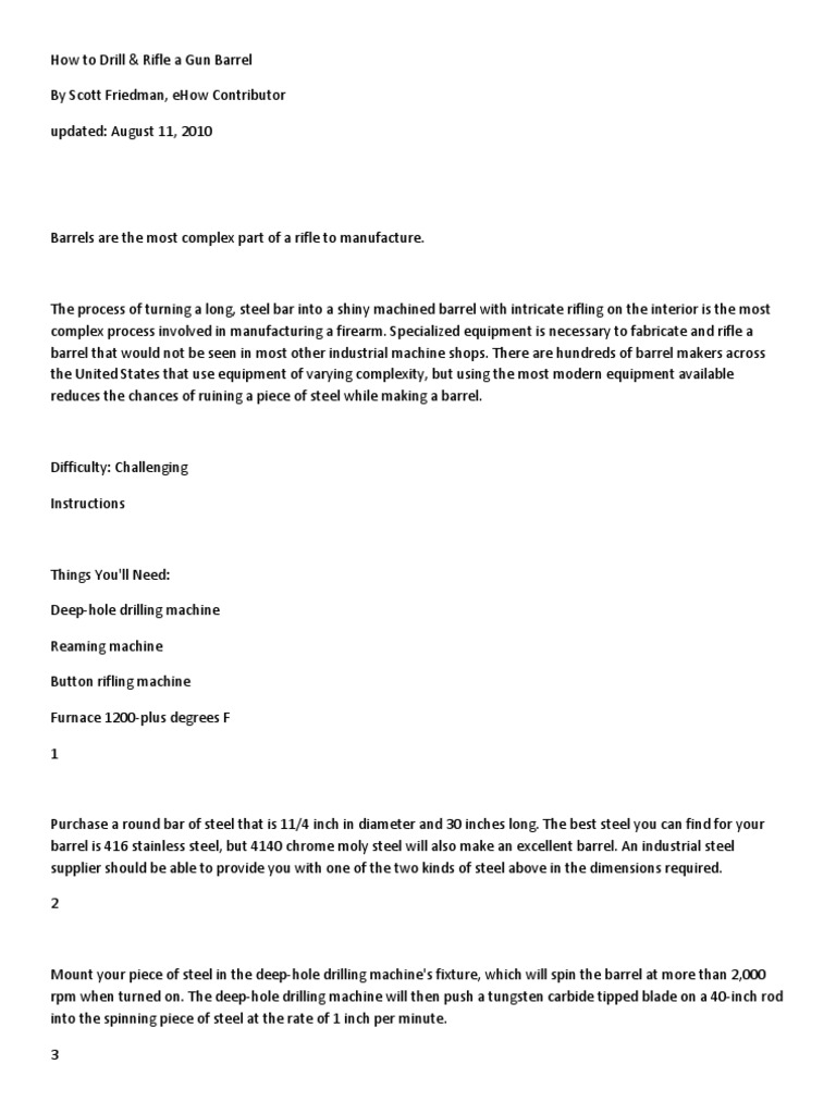 How To Drill A Rifle Barrel | PDF | Gun Barrel | Gun