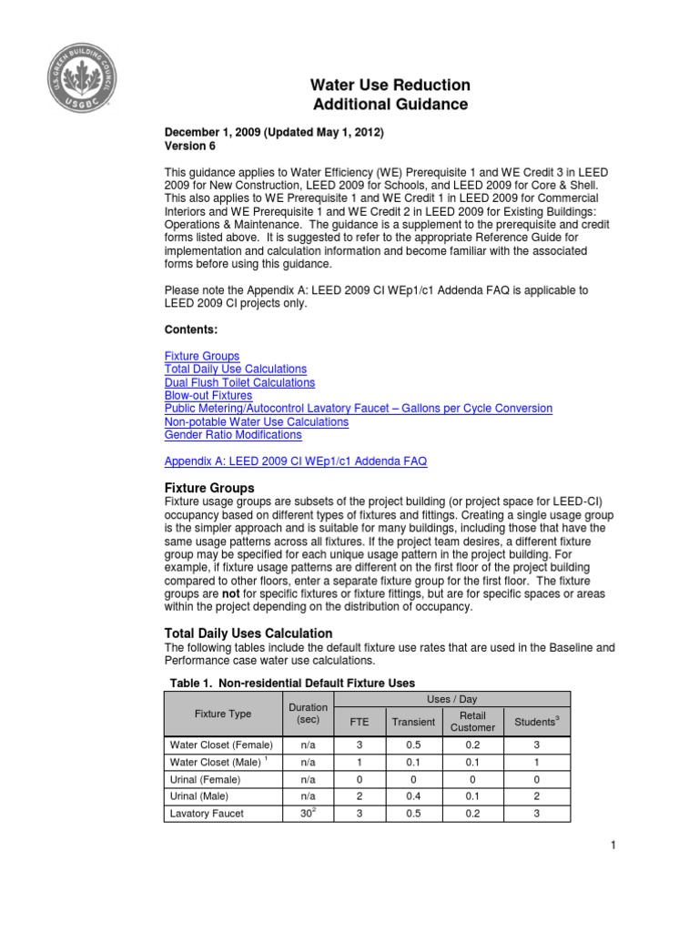 LEED Water Use Reduction Guidance-0105-12 | PDF | Toilet | Leadership ...