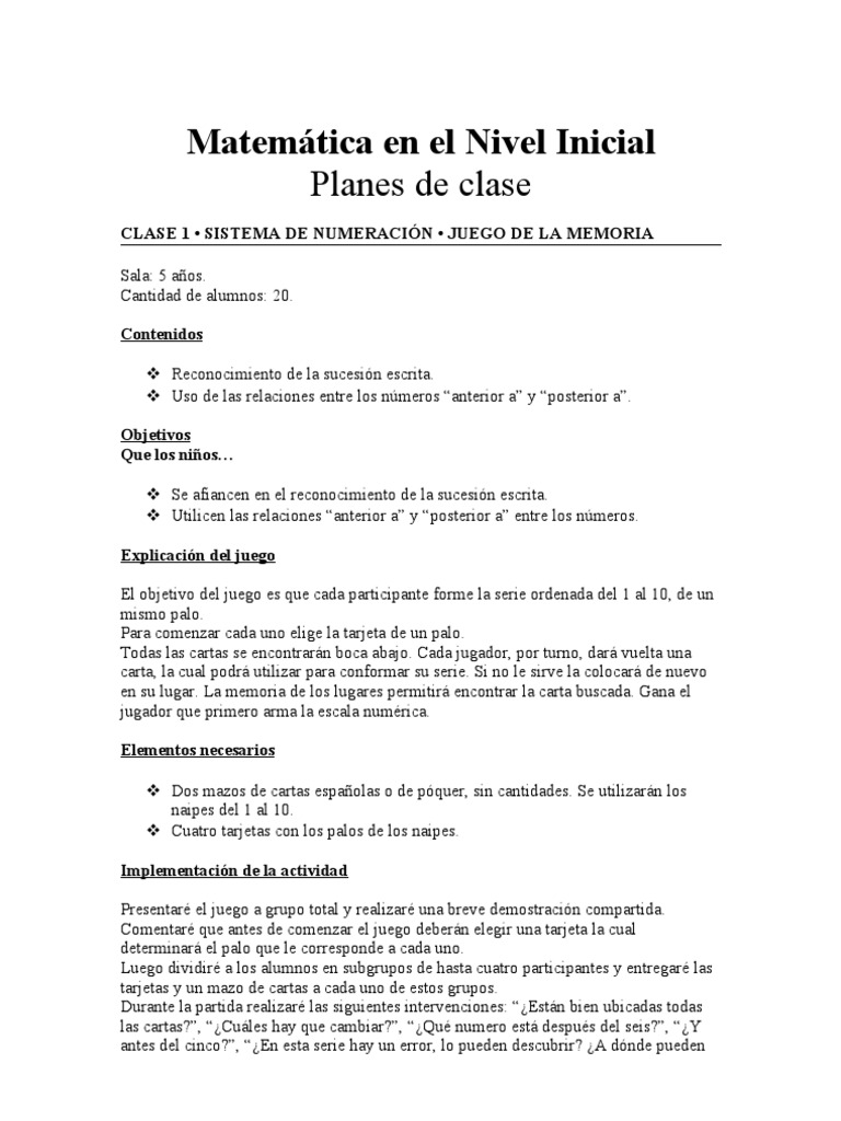 Jardin de Infantes Planificaciones de Matematica | PDF