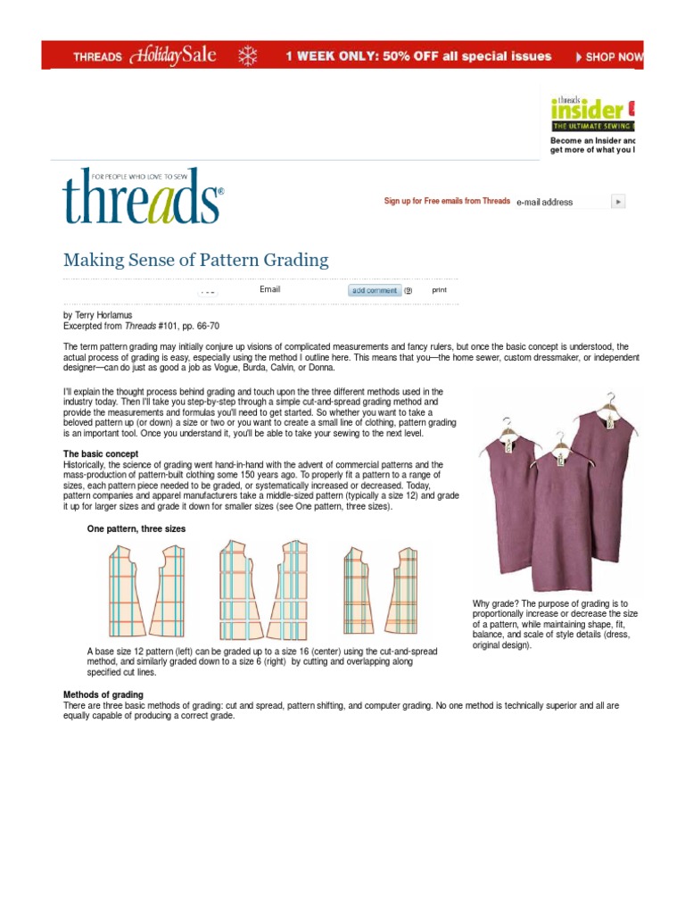 Pattern Grading for Home Sewers | PDF | Sewing