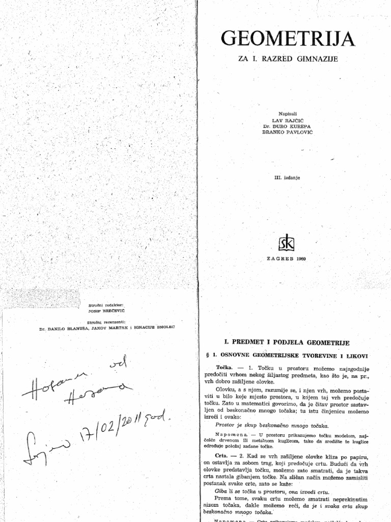 Geometrija Za 1. Razred Gimnazije | PDF