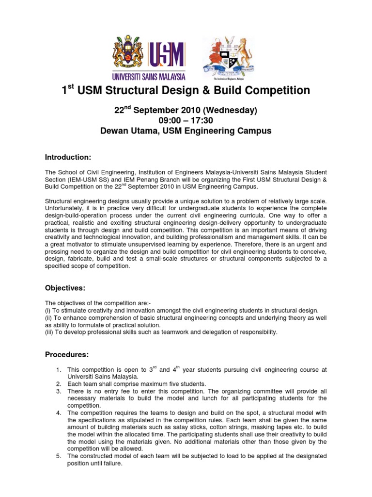 USM Structural Design & Build Competition 2010 (Final Announcement ...