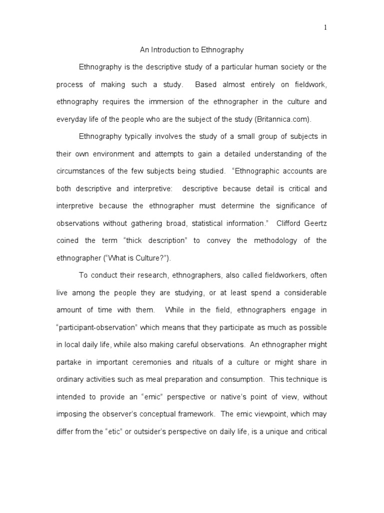 An Introduction To Ethnography | PDF | Ethnography | Qualitative Research