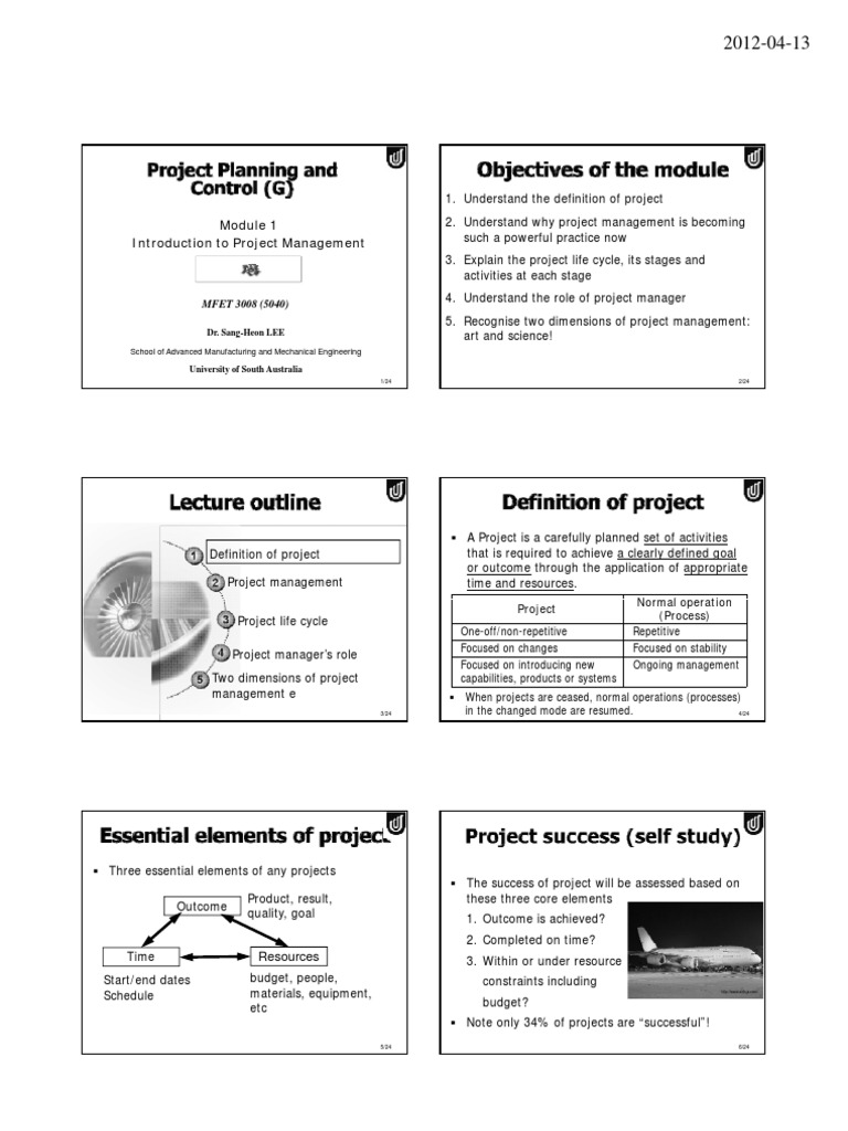 Project Management Module Introduction Definitions Life Cycle Roles ...