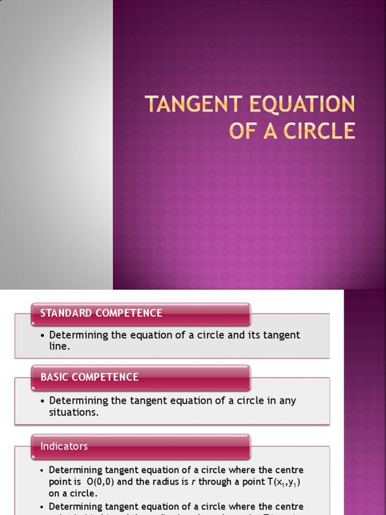 Tangent Equation of A Circle PPT 1 | PDF | Circle | Slope
