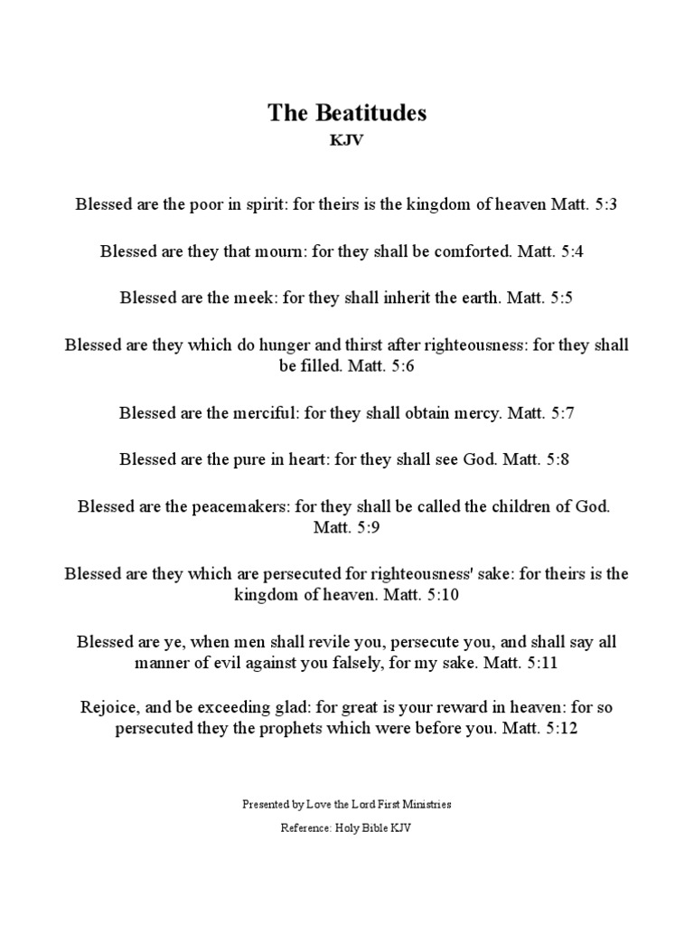 The Beatitude's KJV Free and Printable | PDF | Beatitudes | Christian ...