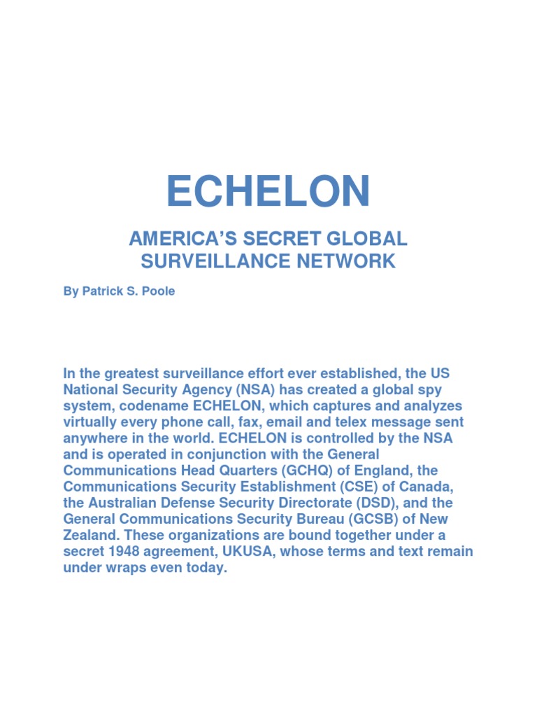 Echelon: America'S Secret Global Surveillance Network | PDF