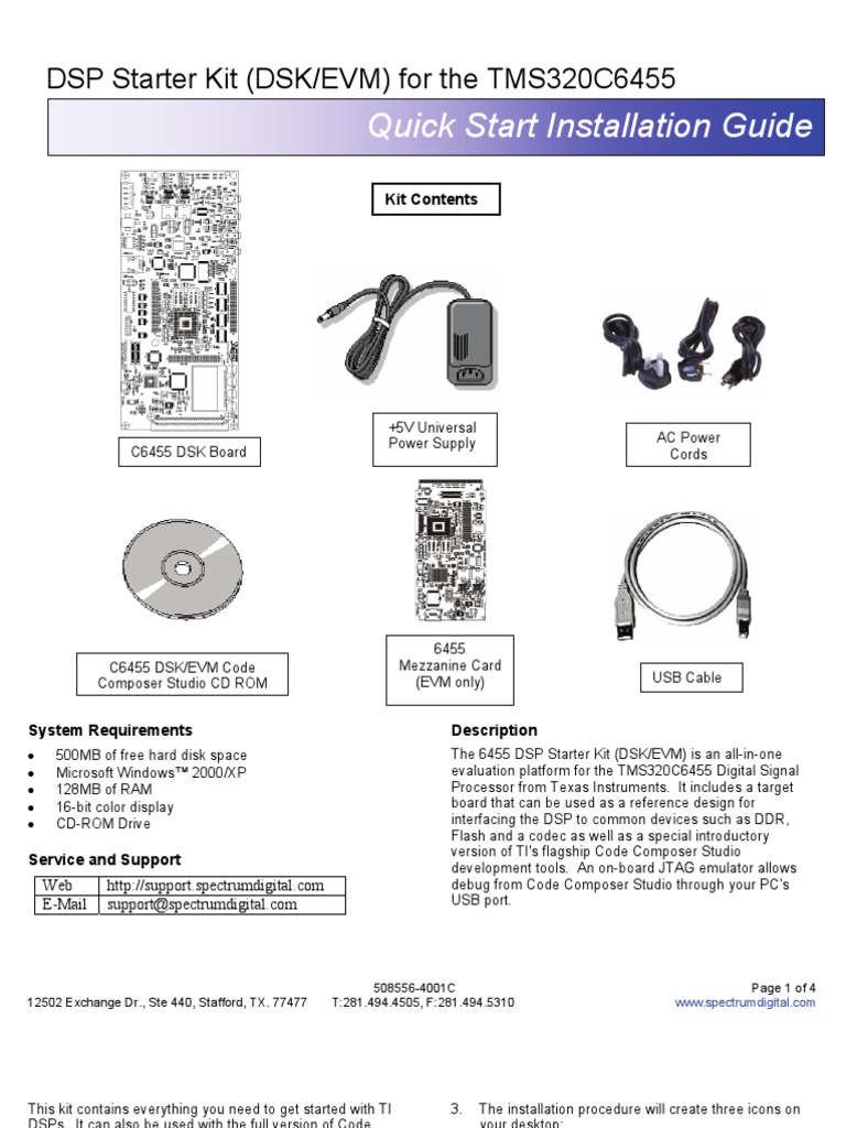 6455 DSK Quick Start Guide | PDF | Usb | Digital Signal Processor