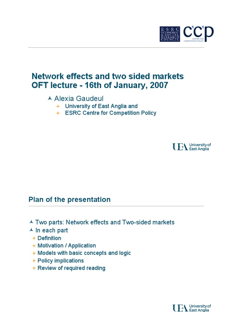 OFT Lectures On Network Effects and Two Sided Markets | PDF | Economic ...