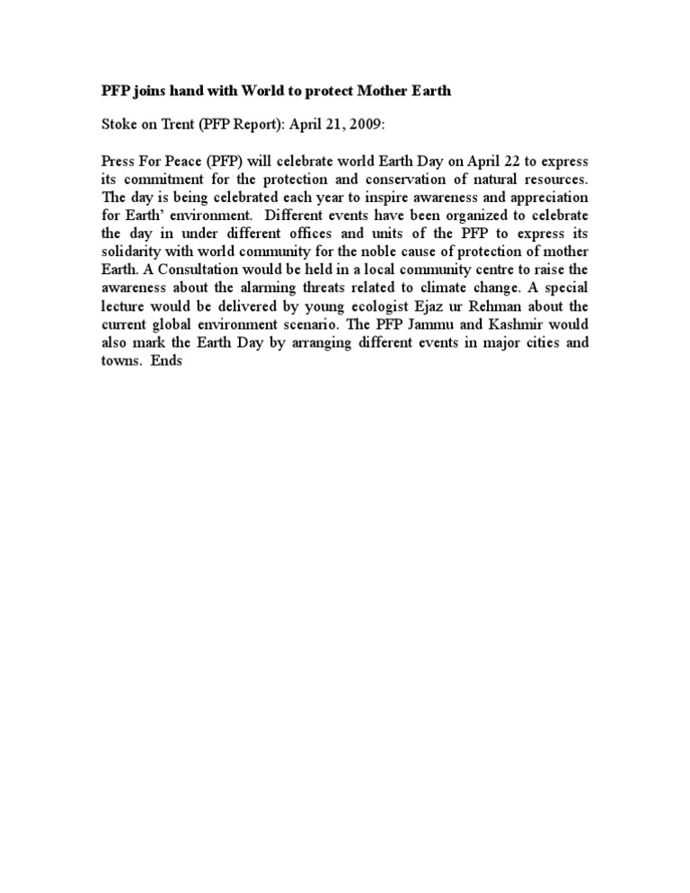 PFP Will Join Other Global Bodies and Movements To Celebrate World ...