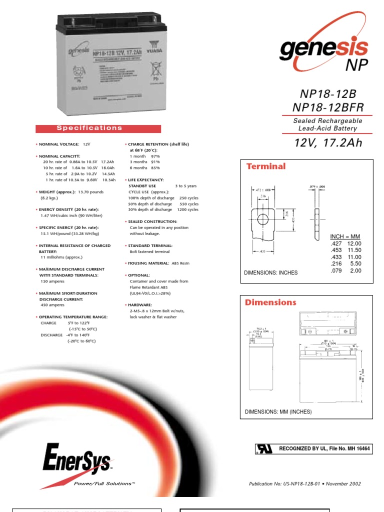 np18-12 Spec Sheet | PDF