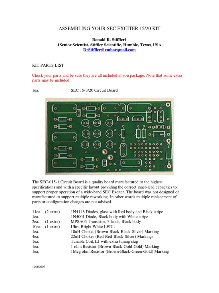 Assemble Your SEC15/20 Circuit Board Kit | PDF | Electronic Circuits ...