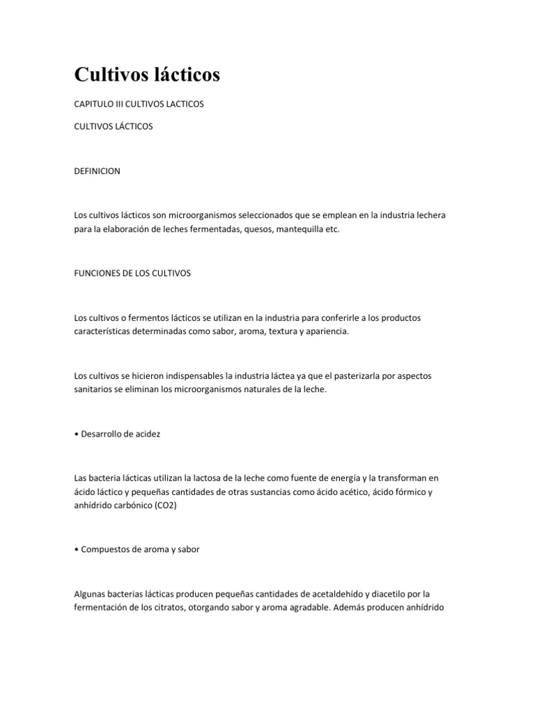 Cultivos Lacticos PDF | PDF