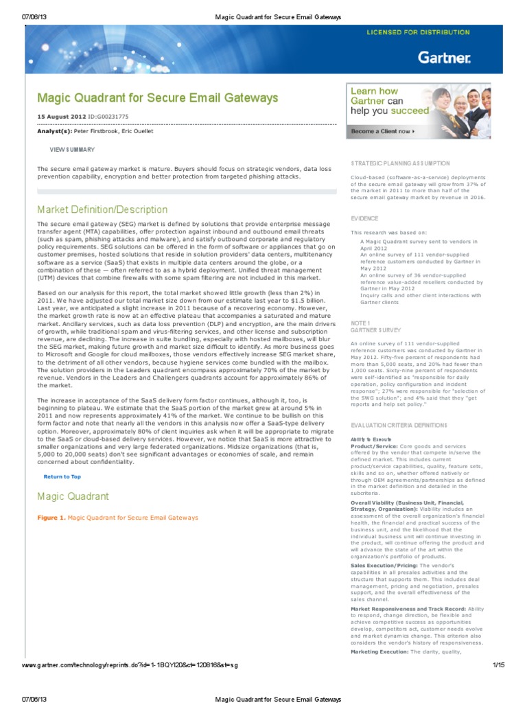 Magic Quadrant For Secure Email Gateways Pdf Gmail Software As A