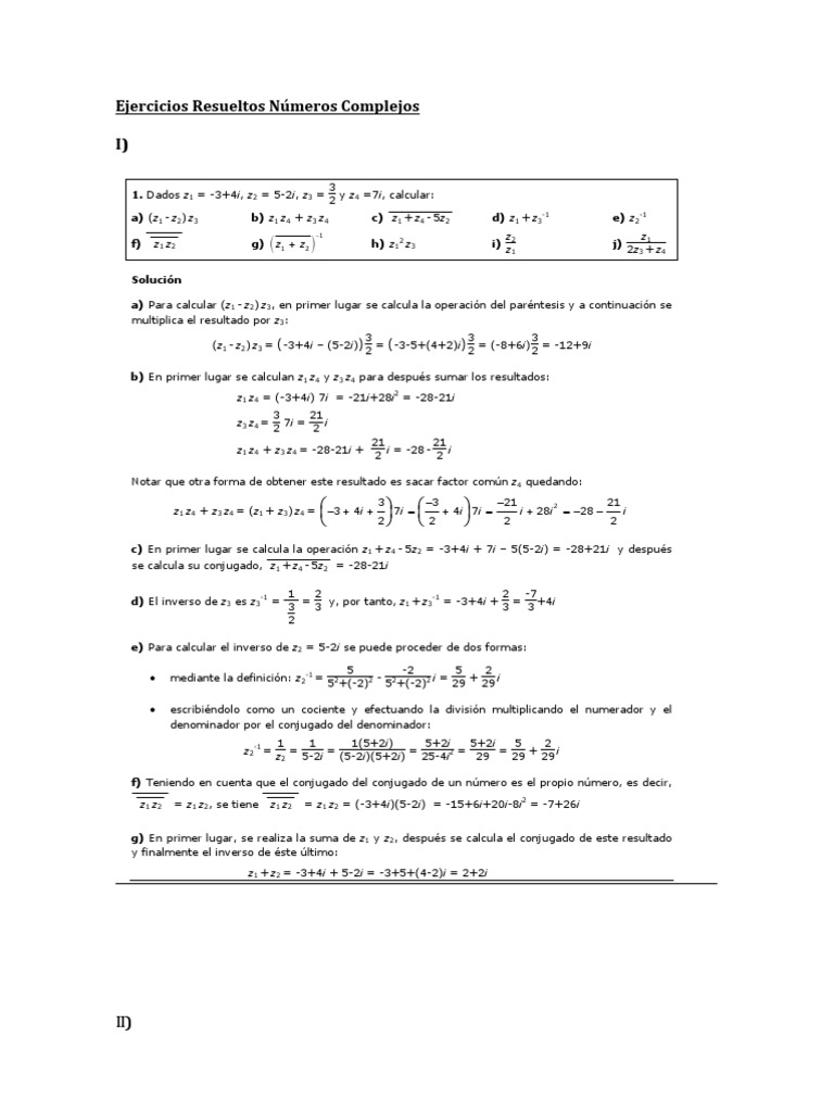 Ejercicios Resueltos Números Complejos | PDF | Número complejo ...