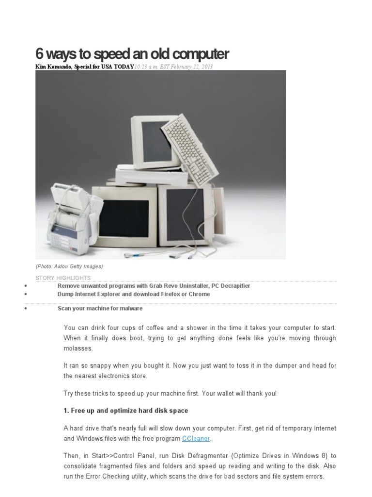 6 Ways To Speed An Old Computer | PDF | Web Browser | Hard Disk Drive