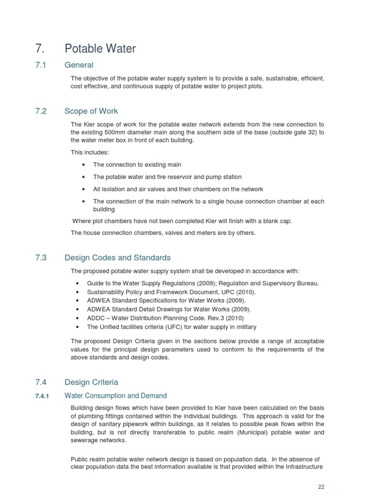Potable Water Supply System Design Guide | PDF | Water Supply Network ...