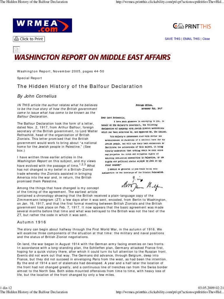 Hidden History of the Balfour Declaration | PDF | Rms Lusitania | Zionism