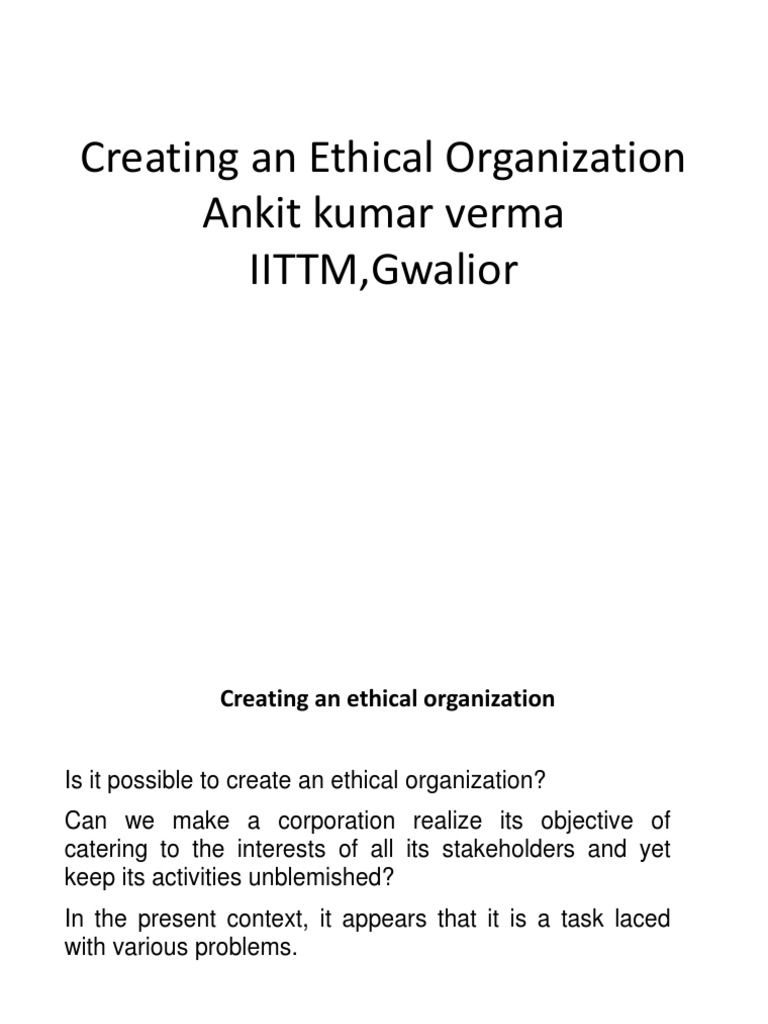 Building an Ethical Organization | PDF | Corporate Governance ...