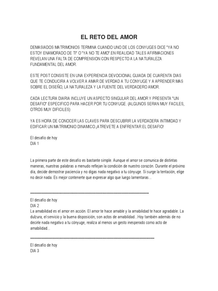 El Reto Del Amor | PDF | Amor | Oración