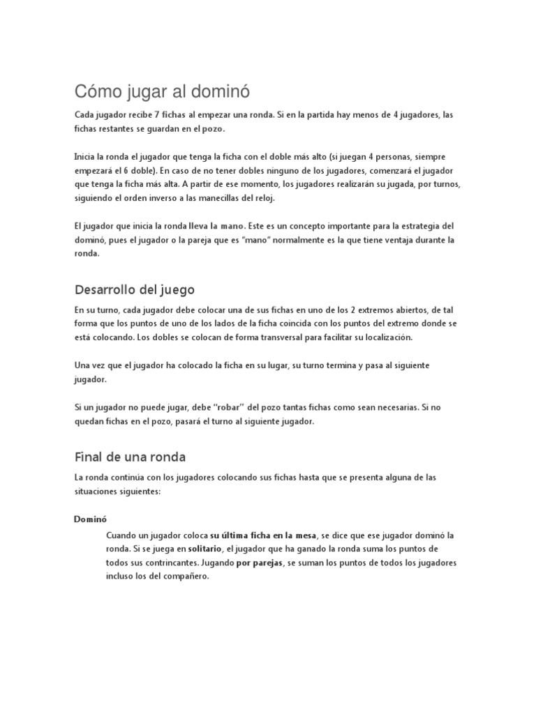 Instrucciones para jugar al dominó | PDF | Deportes y actividades al ...