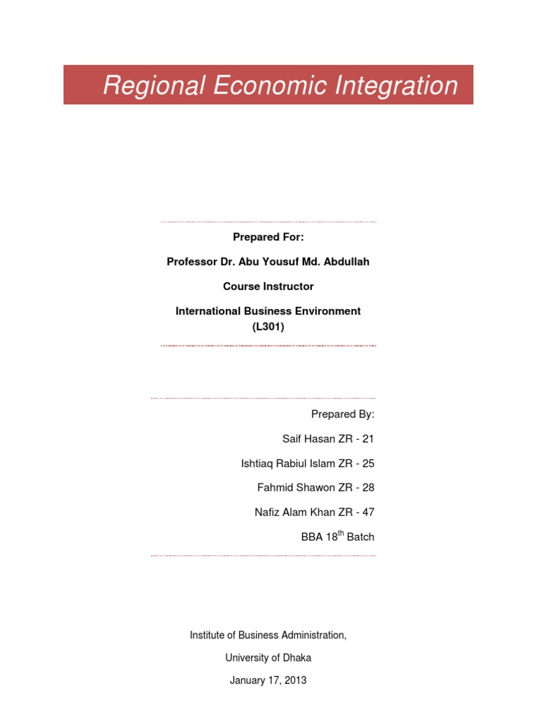 Regional Economic Integration | PDF | European Union | North American Free Trade Agreement