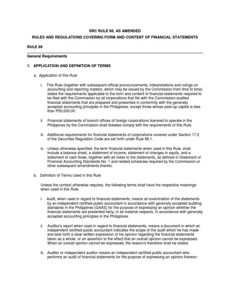 SRC RULE 68 | International Financial Reporting Standards | Financial ...