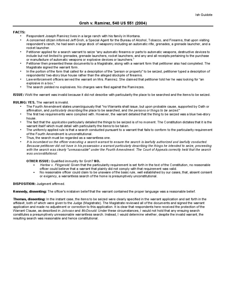 Groh V Ramirez | PDF | Search And Seizure | Search Warrant