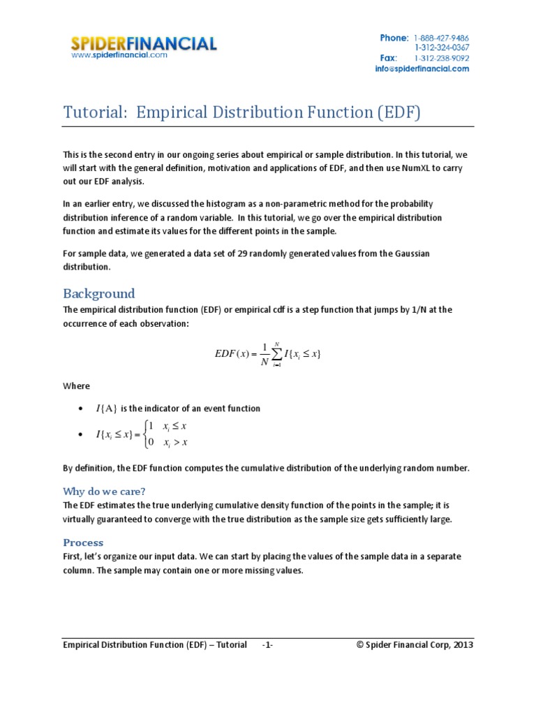 Empirical Distribution Function (EDF) in Excel Tutorial | PDF | Probability Distribution ...