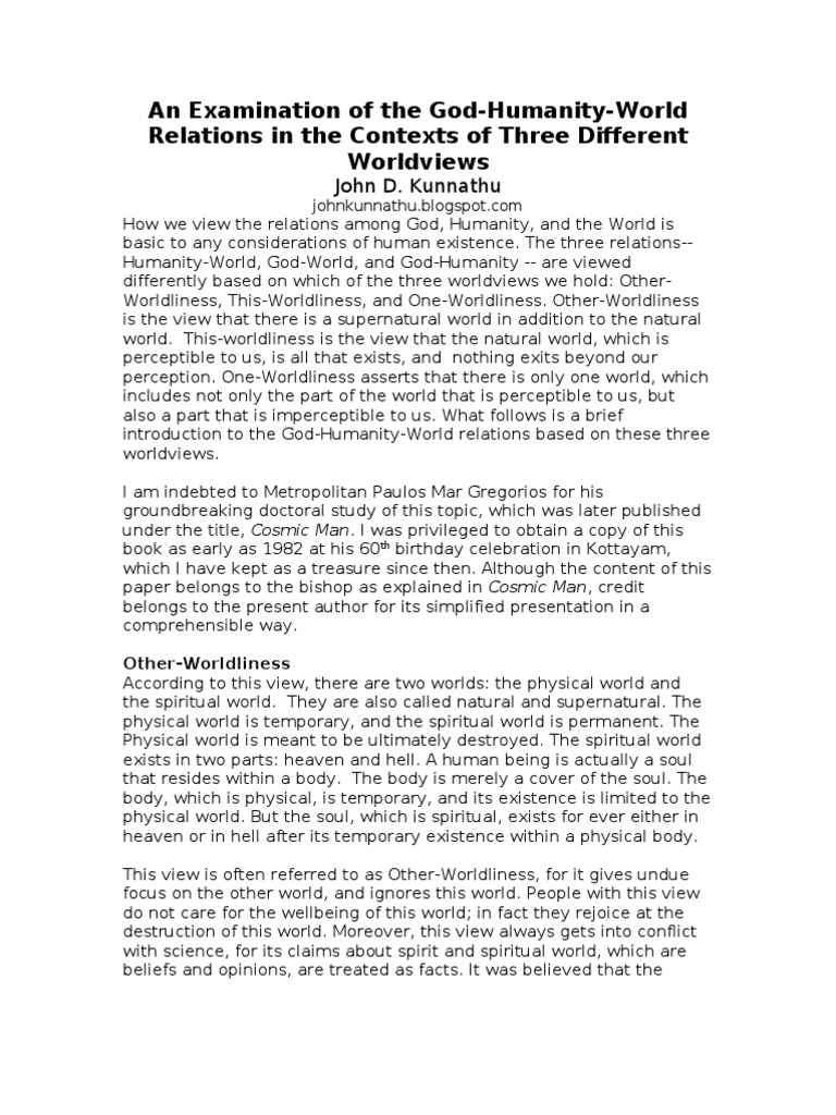 God-Man-World Relations | PDF | God | Soul