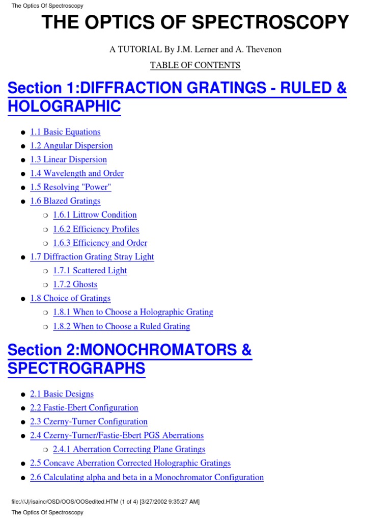The Optics of Spectros | PDF | Angular Resolution | Diffraction