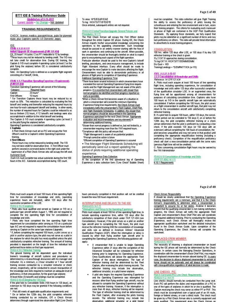 B777 IOE & Training Reference Guide: No Change | PDF | Flight ...