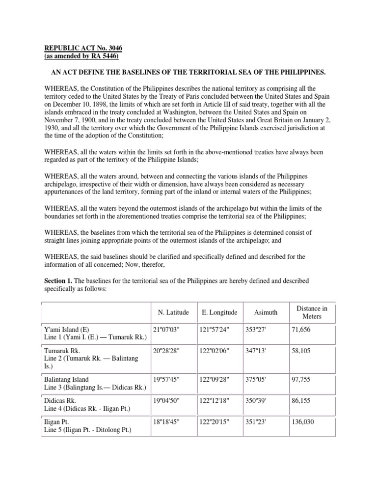 Republic Act No. 3046 (As Amended by RA 5446) An Act Define The ...
