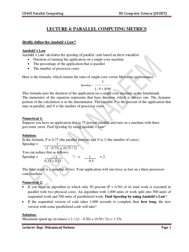 Lecture 4 - Parallel Computing Metrics | PDF | Parallel Computing ... Lecture 4 - Parallel Computing Metrics | PDF | Parallel Computing ...