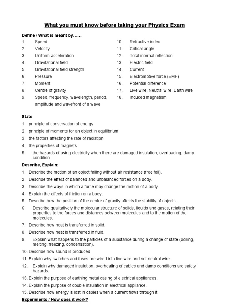 Sci Physics Study Tips | PDF | Electric Current | Magnetic Field