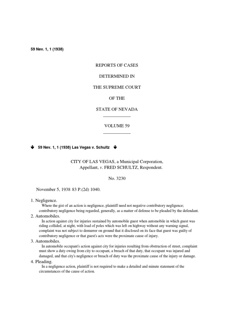 Nevada Reports 1938-1940 (59 Nev.) PDF | PDF | Demurrer | Negligence