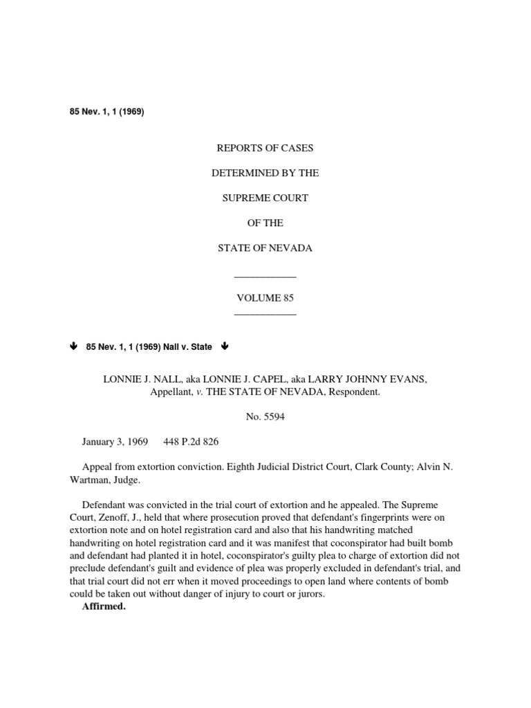 Nevada Reports 1969 (85 Nev.) PDF | PDF | Relevance (Law) | Evidence (Law)