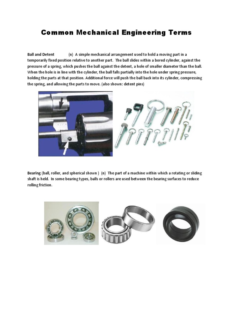 Common Engineering Terms | PDF | Gear | Bearing (Mechanical)